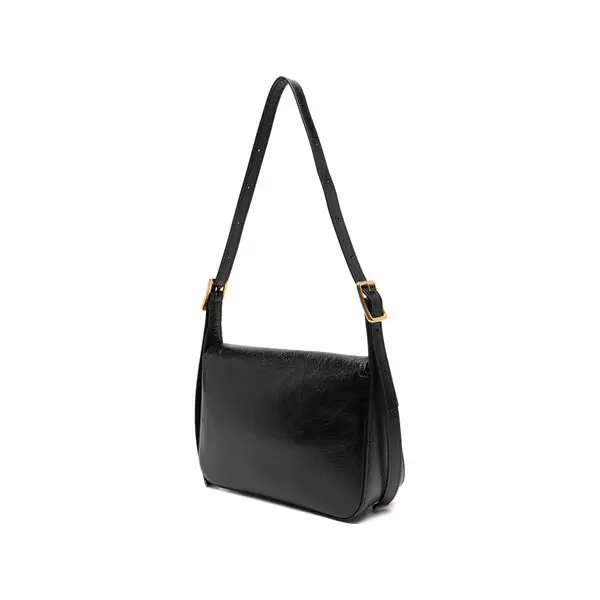 Balenciaga Calf Leather Shoulder Bag With B-buckle Detail - Black