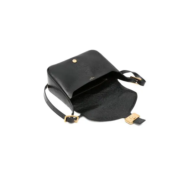 Balenciaga Calf Leather Shoulder Bag With B-buckle Detail - Black
