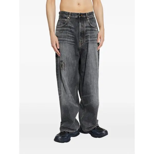 Balenciaga Grey Denim Wide-leg Jeans - Gray