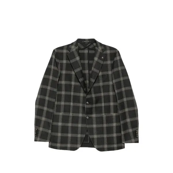 Tagliatore Grey Check Pattern Virgin Wool Blazer