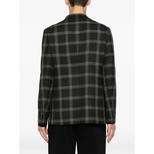 Tagliatore Grey Check Pattern Virgin Wool Blazer