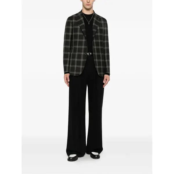 Tagliatore Grey Check Pattern Virgin Wool Blazer