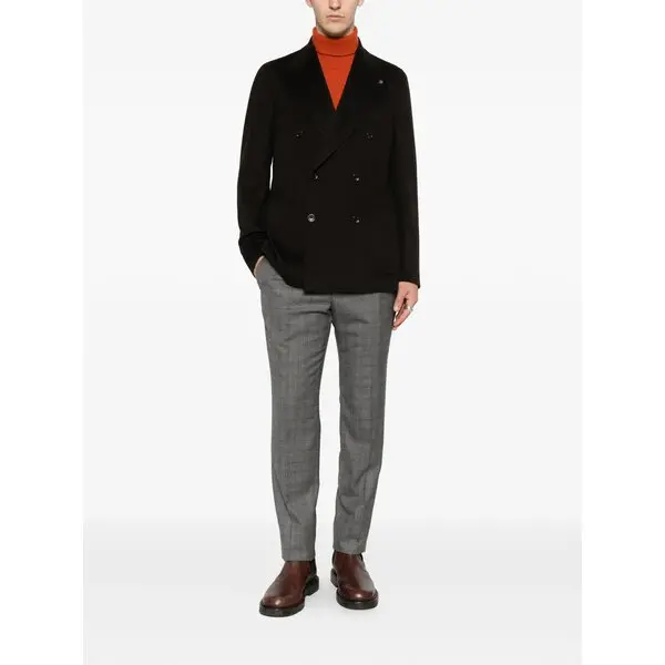 Tagliatore Double-breasted Peak Lapel Cashmere Blazer - Brown