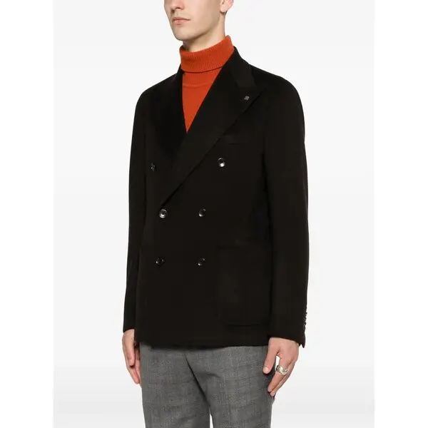 Tagliatore Double-breasted Peak Lapel Cashmere Blazer - Brown