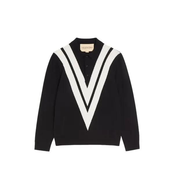 Valentino Garavani Wool V-inlay Polo Jumper