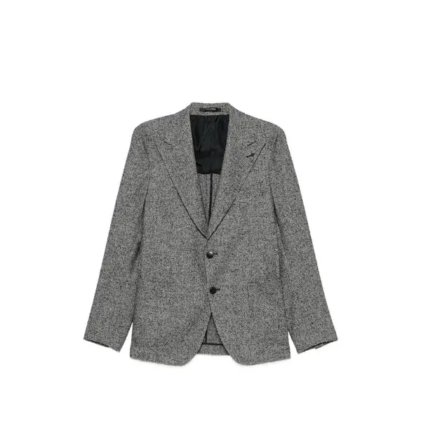Tagliatore Grey Houndstooth Blazer - Gray