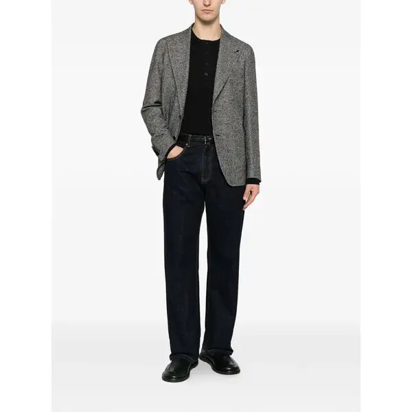 Tagliatore Grey Houndstooth Blazer - Gray