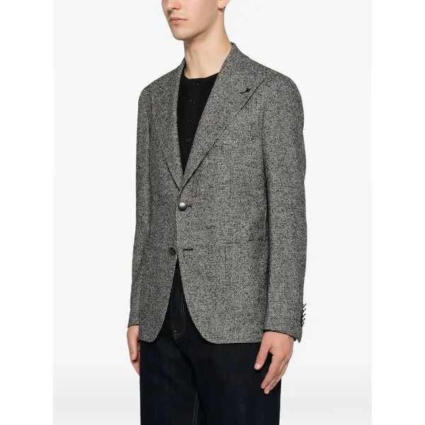 Tagliatore Grey Houndstooth Blazer - Gray
