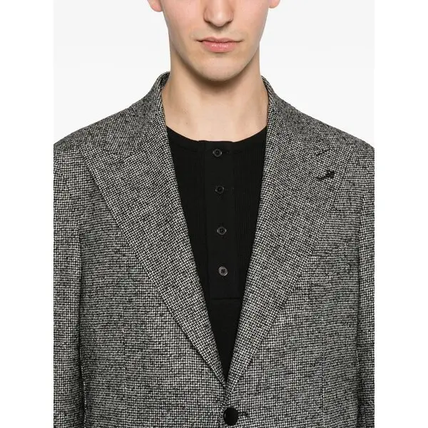 Tagliatore Grey Houndstooth Blazer - Gray