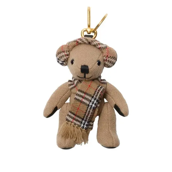 Burberry Check Scarf Teddy Bear Charm - Red