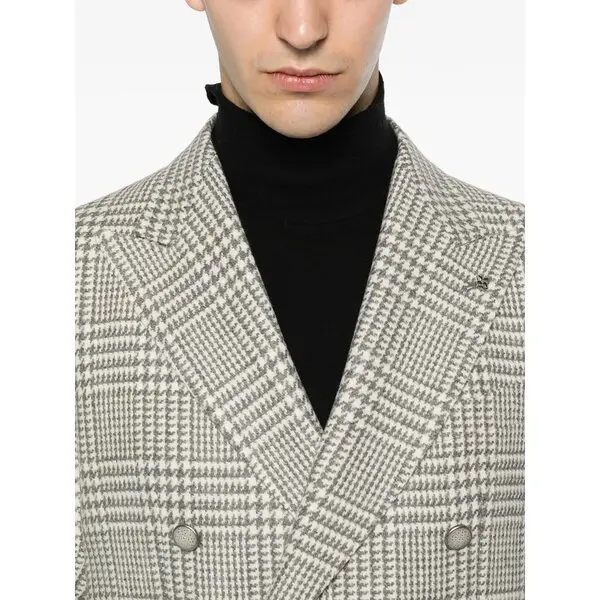 Tagliatore Double-breasted Peak Lapel Blazer With Logo Pin - White