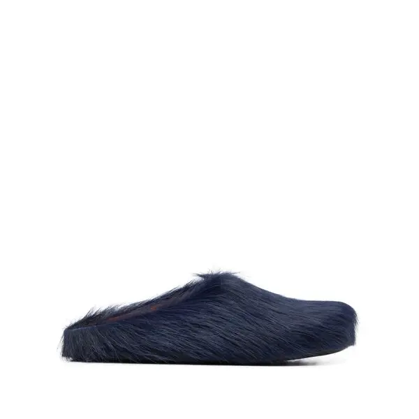 Marni Shearling Trimmed Slip-on Slippers - Blue