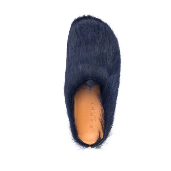 Marni Shearling Trimmed Slip-on Slippers - Blue