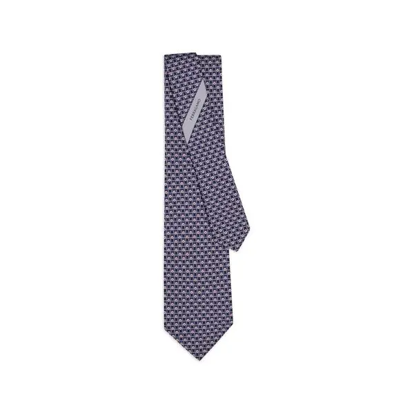 FERRAGAMO Navy Football Motif Neck Tie - Blue