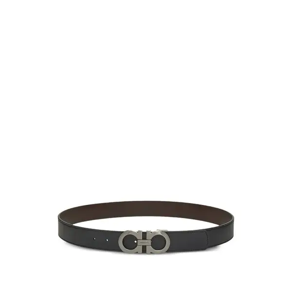 FERRAGAMO Double Gancini Belt - Black