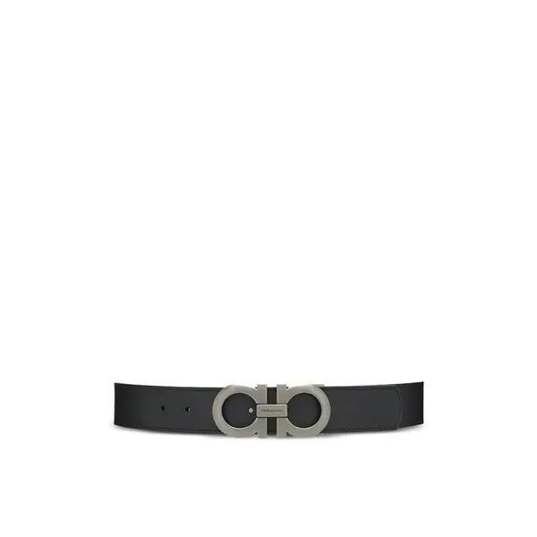 FERRAGAMO Double Gancini Belt - Black