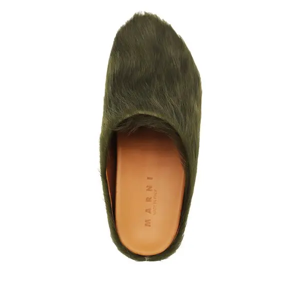 Marni Calf Hair Slip-on Trainers - Green