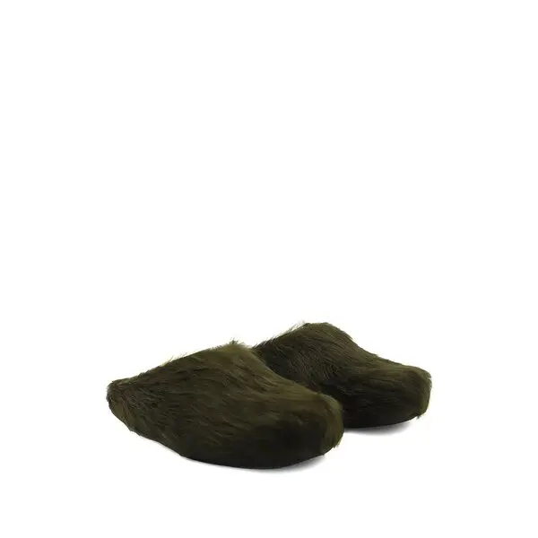 Marni Calf Hair Slip-on Trainers - Green