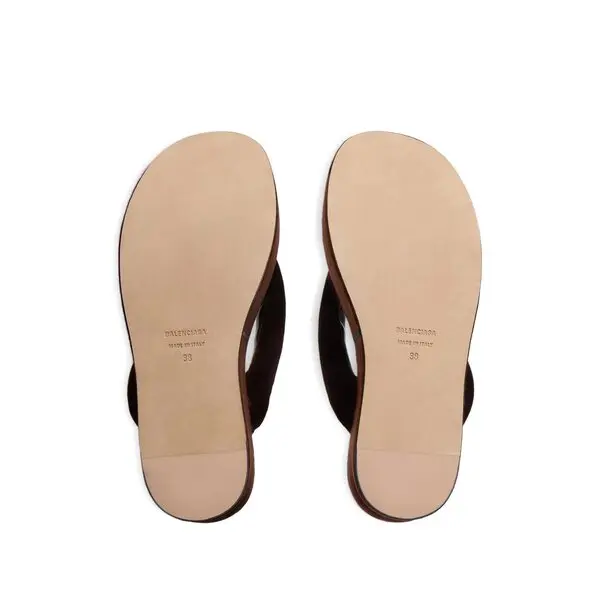 Balenciaga Velvet Platform Flip-flops - Brown