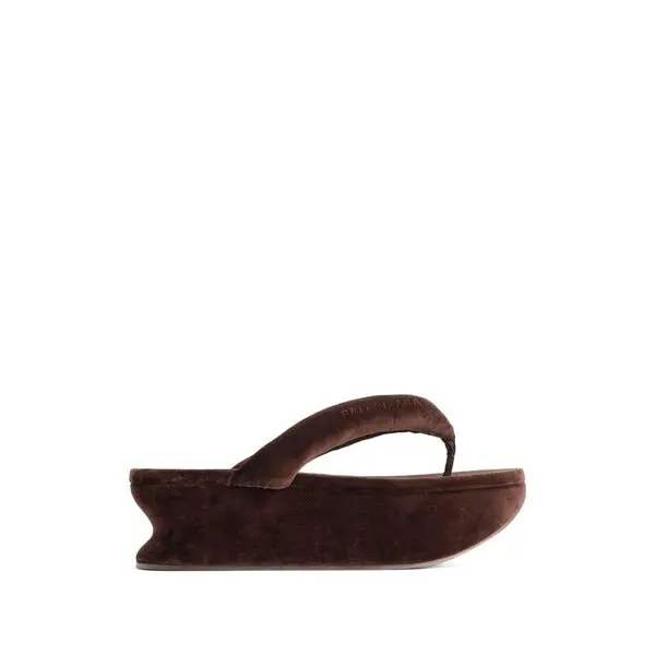Balenciaga Velvet Platform Flip-flops - Brown