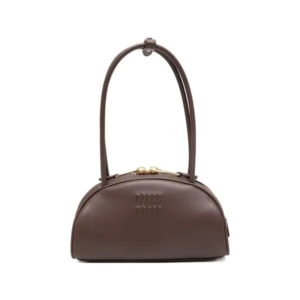 Miu Miu Embossed Logo Top Handle Bag - Brown