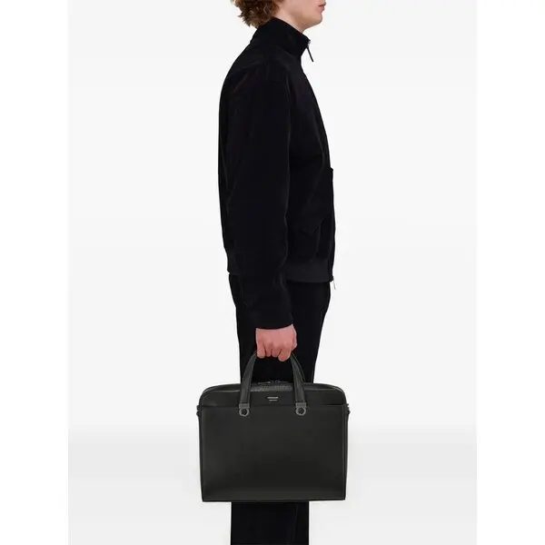 FERRAGAMO Calfskin Laptop Bag - Black