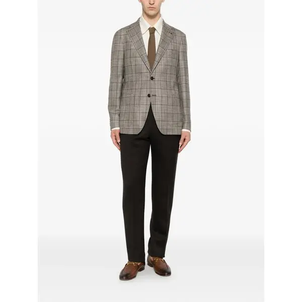 Tagliatore Checked Virgin Wool Blazer With Notched Lapels