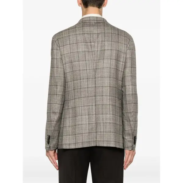 Tagliatore Checked Virgin Wool Blazer With Notched Lapels