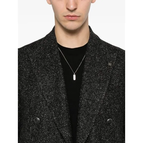 Tagliatore Double-breasted Peak Lapel Textured Blazer - Gray