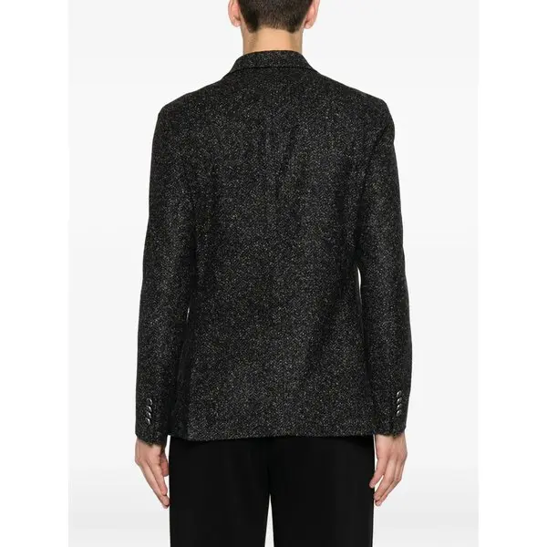 Tagliatore Double-breasted Peak Lapel Textured Blazer - Gray