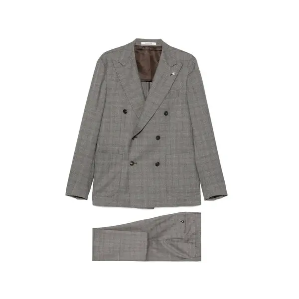 Tagliatore Grey Suits Double Breasted Suits - Gray