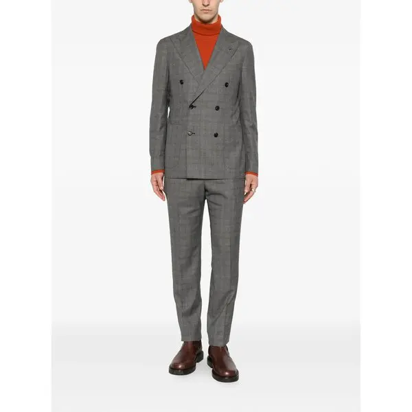 Tagliatore Grey Suits Double Breasted Suits - Gray