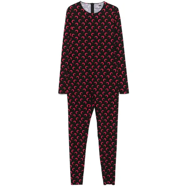 MARINE SERRE All-over Crescent Moon Print Jumpsuit - Black
