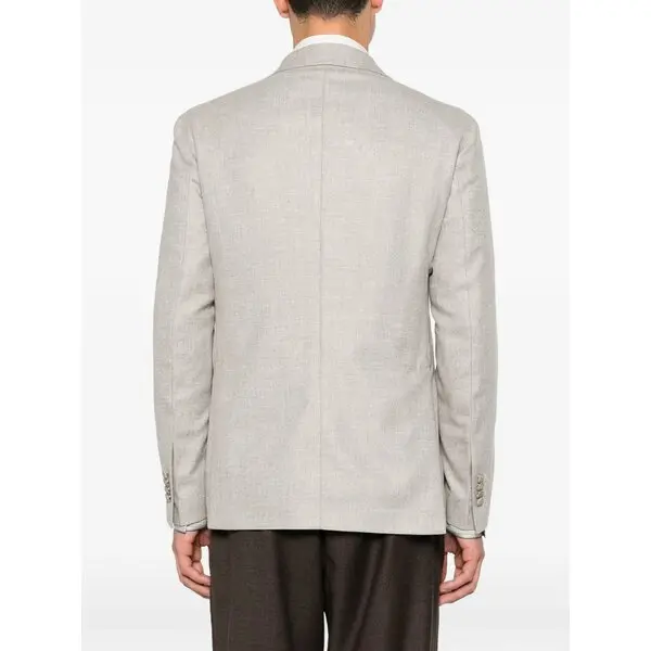Tagliatore Grey Check Pattern Wool, Silk, Linen, Alpaca And Polyamide Blazer - Gray