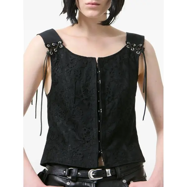 Our Legacy Floral Lace Overlay Vest With Tie-fastening Straps