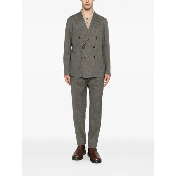 Tagliatore Grey Suits Double Breasted Suits