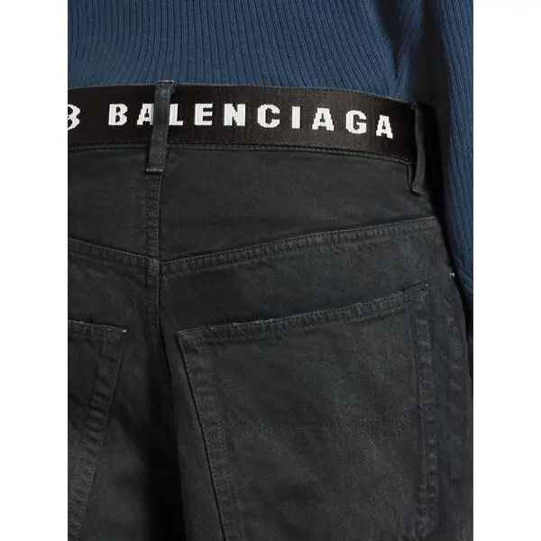 Balenciaga Denim Shorts With Logo Waistband