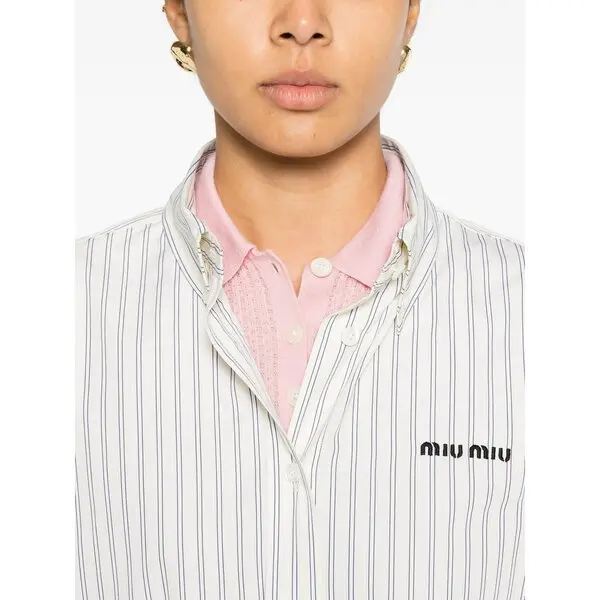Miu Miu Striped Cotton Cropped Shirt