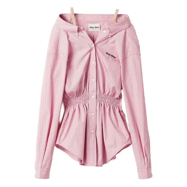Miu Miu Striped Long Sleeve Shirt Dress