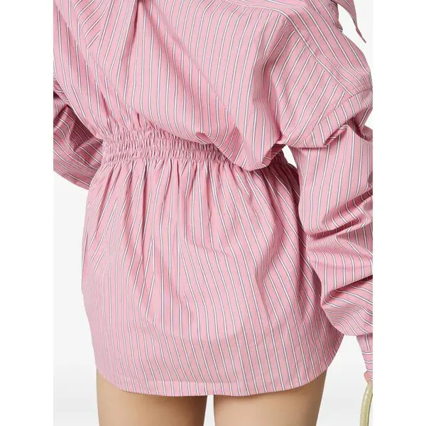 Miu Miu Striped Long Sleeve Shirt Dress