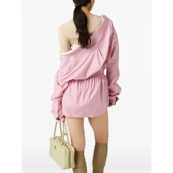 Miu Miu Striped Long Sleeve Shirt Dress