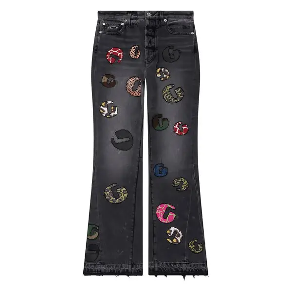 GALLERY DEPT. Grey Denim Wide-leg Jeans With Appliqué Detailing