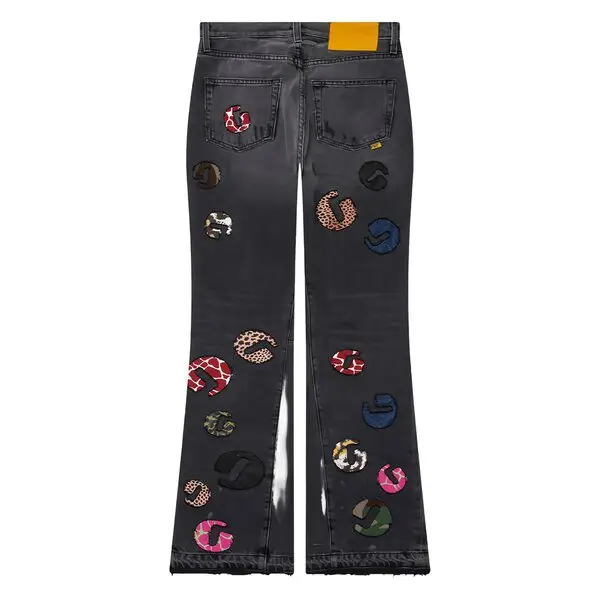 GALLERY DEPT. Grey Denim Wide-leg Jeans With Appliqué Detailing