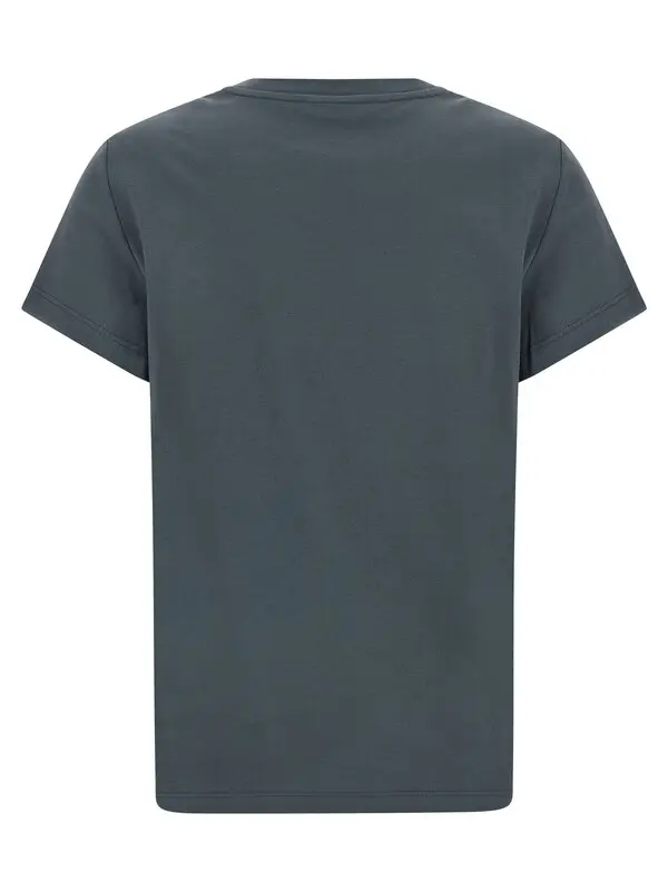 Max Mara Papaia Cotton T-shirt With Monogram Pocket - Gray