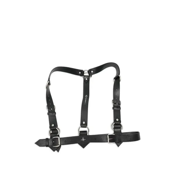 VIVIENNE WESTWOOD Grained Leather Harness Belt With Silver-tone Hardware - Black