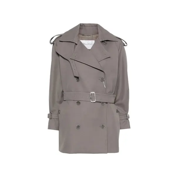 Max Mara Grey Double-breasted Trench Coat - Gray