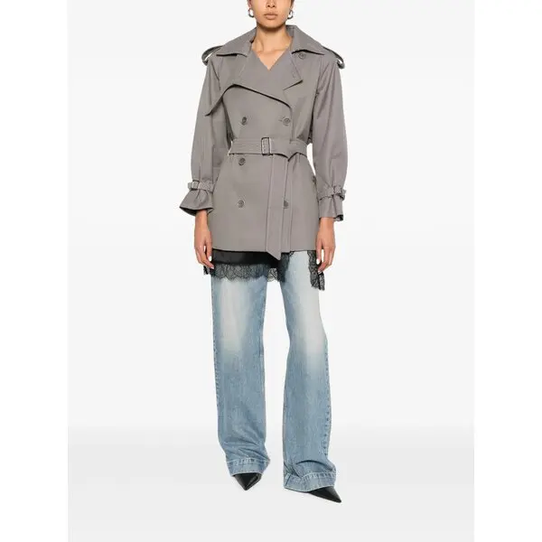 Max Mara Grey Double-breasted Trench Coat - Gray