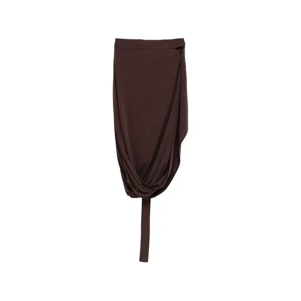 LEMAIRE Asymmetric Draped Skirt - Brown