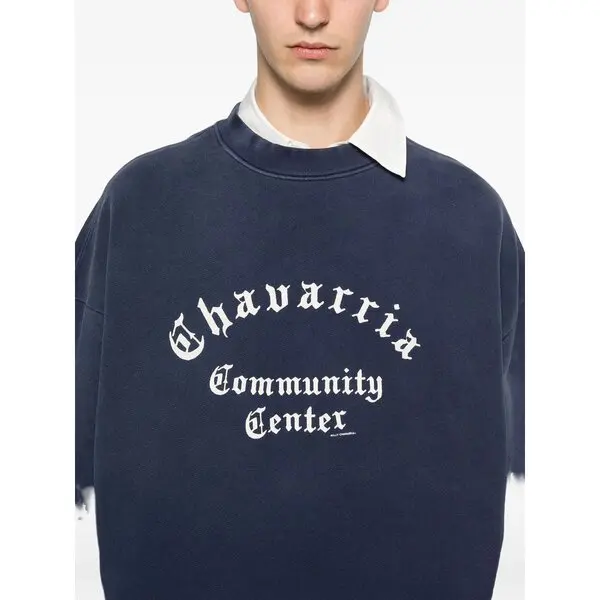 WILLY CHAVARRIA Printed Crew Neck Long Sleeve Sweater