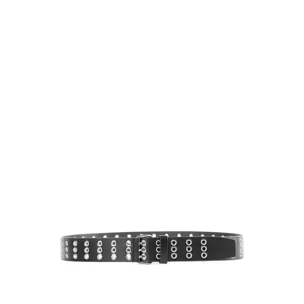 ANN DEMEULEMEESTER Leather Belt With Metallic Eyelets - Black